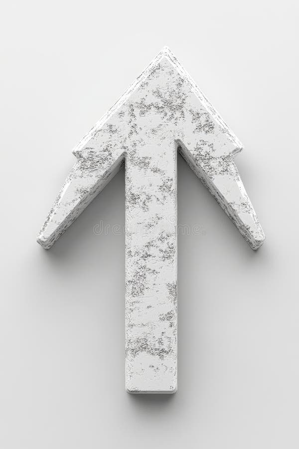 White Textured Arrow Symbol Pointing Upwards on a Plain Background ...