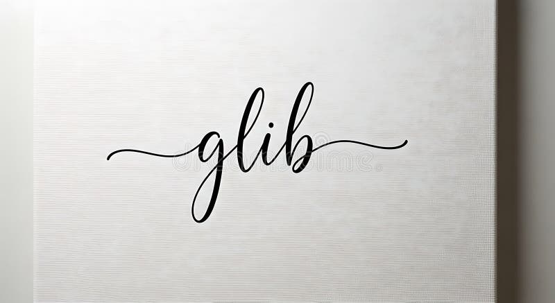 A White Textured Background Features the Word "glib" in Elegant Cursive ...