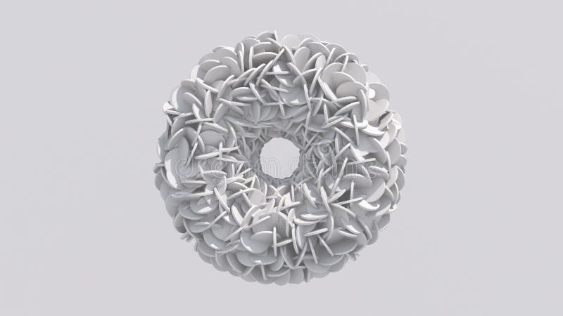 White Textured Circle Shape. Abstract Monochrome Animation, 3d Render ...