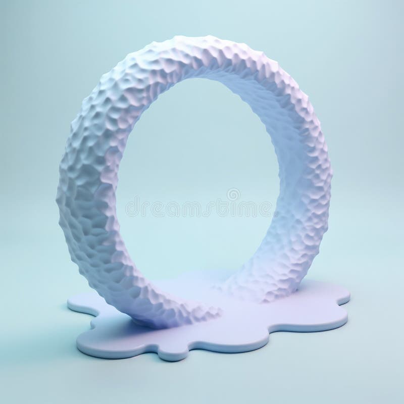 White Circular Sculpture with Organic Texture on Splash Base Stock ...