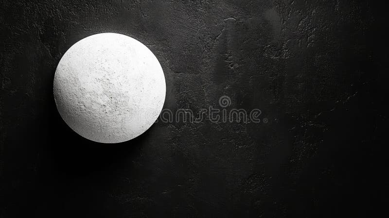 White Textured Round Object Casting Shadow on Black Rough Surface Wall ...