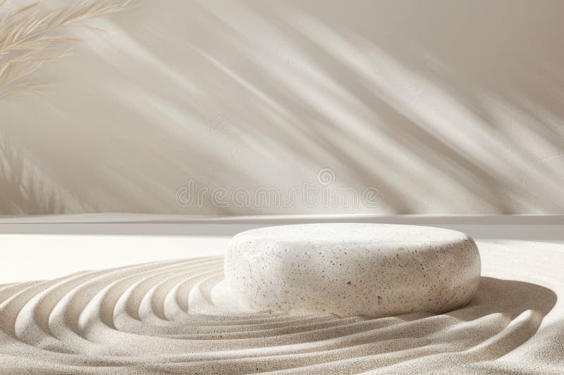 A White, Textured Stone Platform Sits Atop a Sandy, Wave-like Surface ...