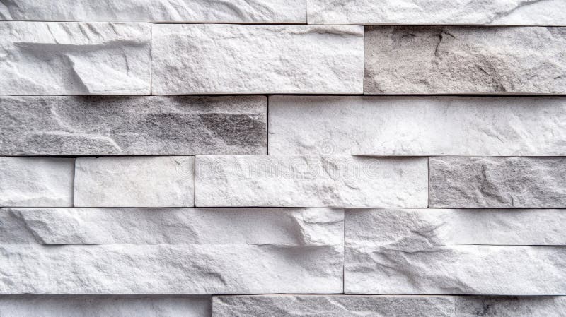 White Textured Stone Wall with Rectangular Pattern and Subtle Gray ...