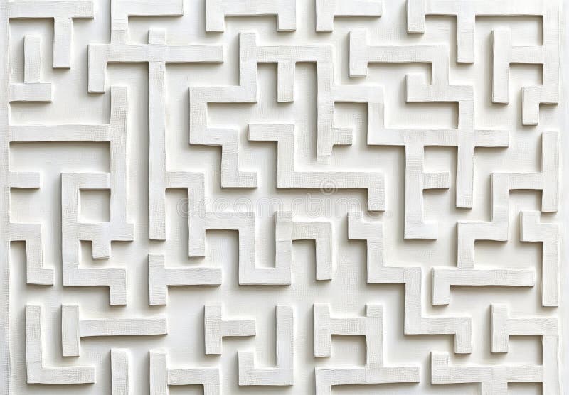 White Embossed Maze Pattern on Textured Wall Stock Illustration ...