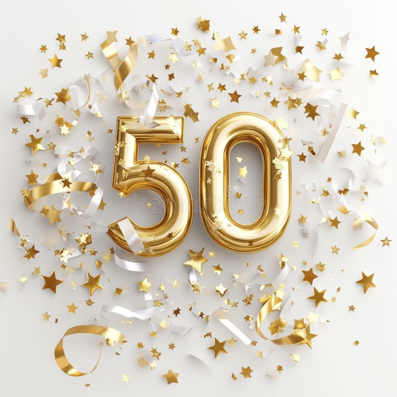 White 50th Birthday Greeting Card Digital Image Stock Image - Image of ...