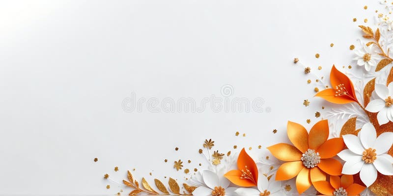 White Theme Floral Border with Orange Lining and White Ai Generated ...