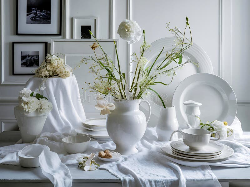 White-themed Photos Featuring Various White Objects and Elements Stock ...