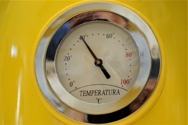 White Thermometer and 40 Degrees on the Yellow Background Stock Photo ...