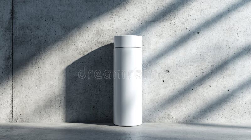 White Thermos Bottle Against Concrete Wall with Window Shadow in a ...