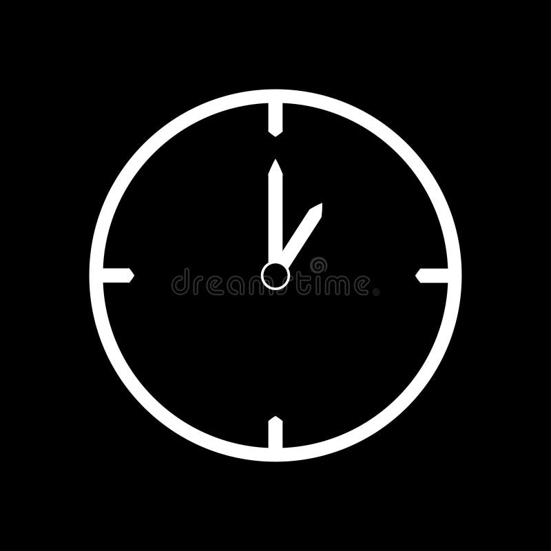 White Thin Line Clock Icon 1 O`clock - Vector Illustration Stock ...