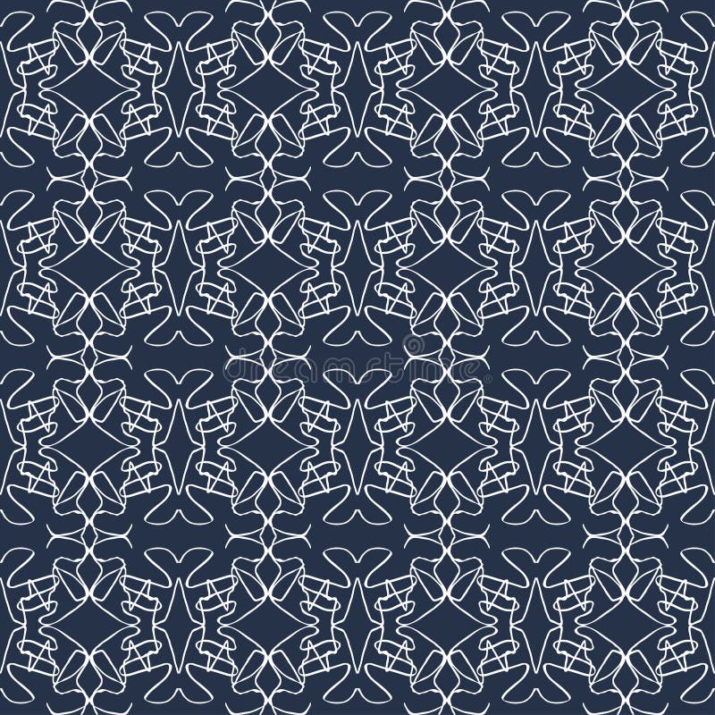 White Thin Line Vintage Seamless Pattern Stock Vector - Illustration of ...