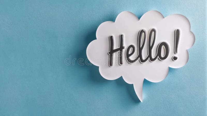 White Speech Bubbles Saying Hello on Blue Background in Slow Motion ...