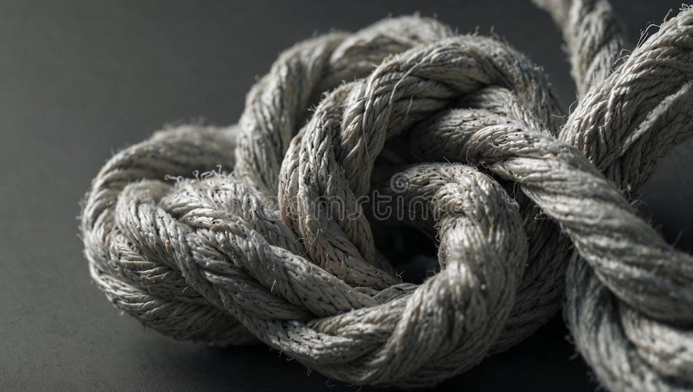 White Thread Gently Tangled in a Knot on Plain Grey Background ...