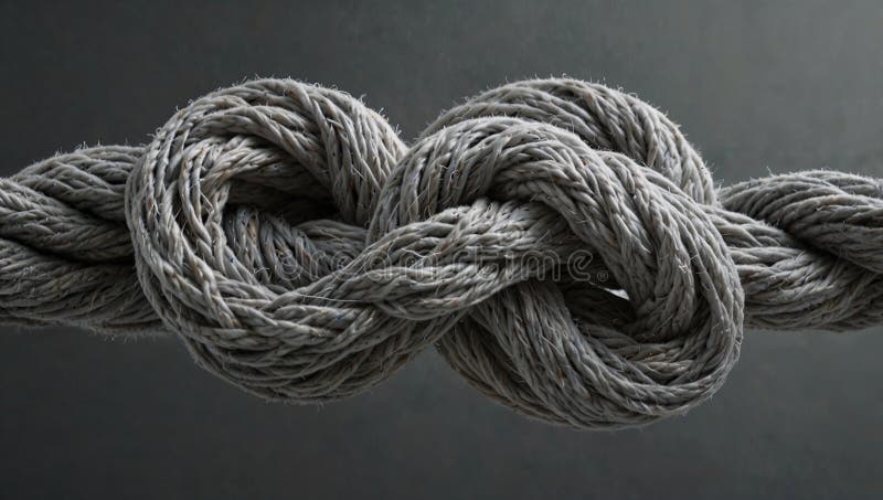 White Thread Gently Tangled in a Knot on Plain Grey Background ...