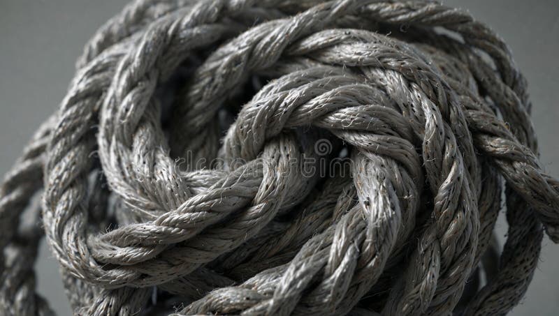 White Thread Gently Tangled in a Knot on Plain Grey Background ...