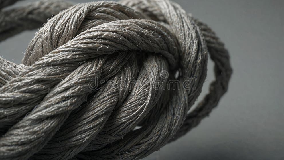 White Thread Gently Tangled in a Knot on Plain Grey Background ...