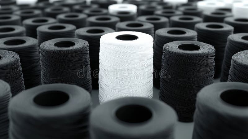 A White Thread is the only One in a Group of Black Threads, AI Stock ...