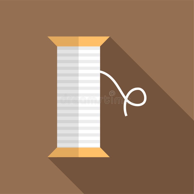 White Thread Spool Icon, Flat Style Stock Illustration - Illustration ...