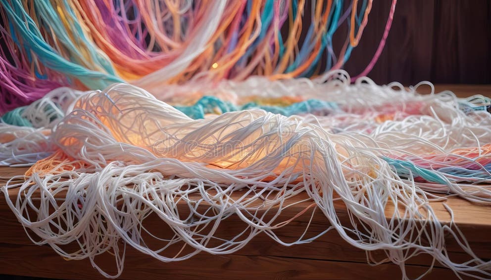 White Thread of Tangle on a Table Stock Illustration - Illustration of ...