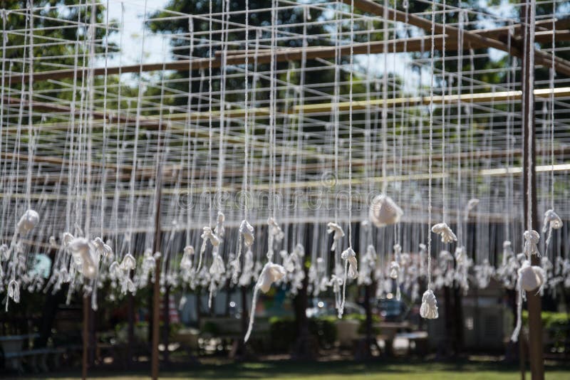 White Thread in the Temple. Stock Image - Image of knot, asia: 106960145