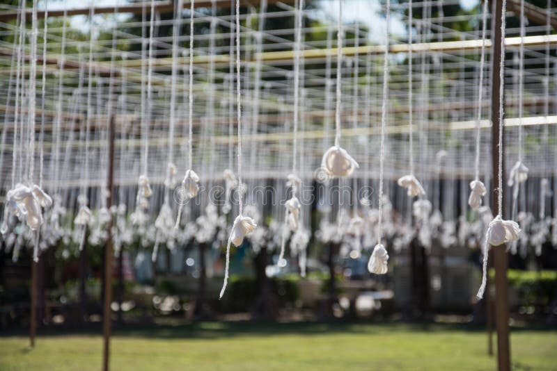 White Thread in the Temple. Stock Image - Image of cotton, closeup ...