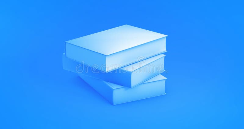 White Three Books Stacked on a Blue Studio Background. Stock ...