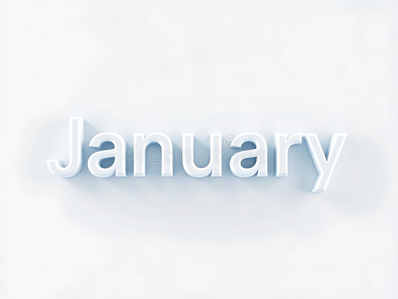 White Three Dimensional January Text on White Background Stock ...