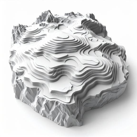 White Three Dimensional Topographic Map Model Stock Illustration ...