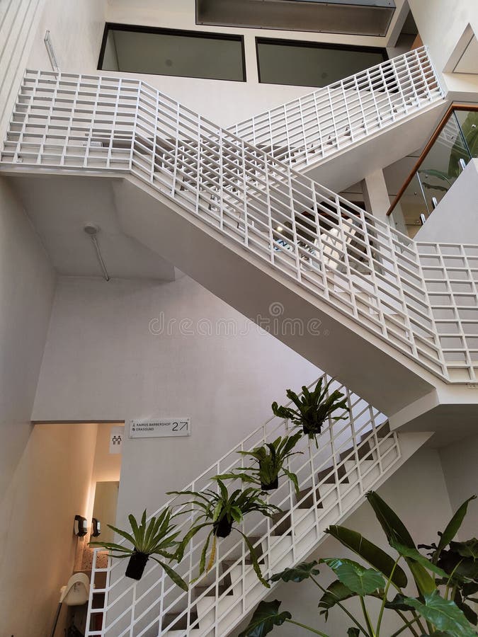 The White Three Level Indoor Stairs Stock Image - Image of three ...