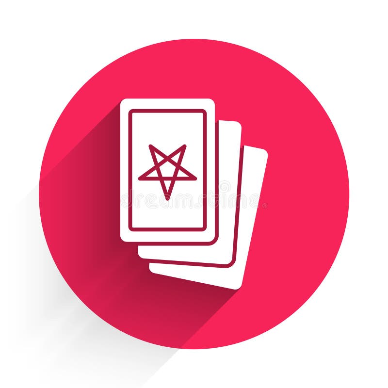 White Three Tarot Cards Icon Isolated with Long Shadow. Magic Occult ...
