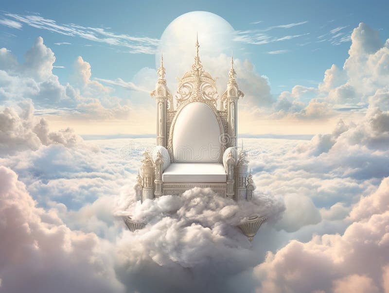 White Throne among Beautiful Clouds. Stock Image - Image of classic ...
