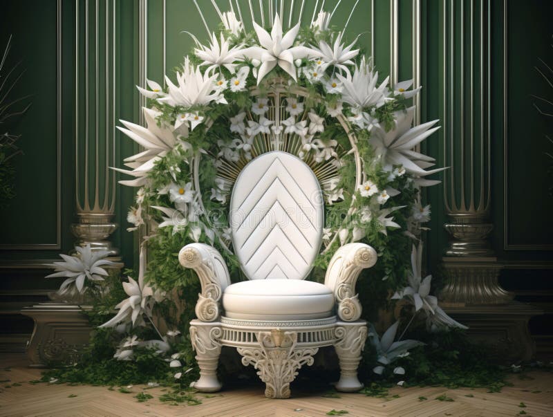 White Throne Decorated with Flowers. Decorated Throne. Stock Image ...