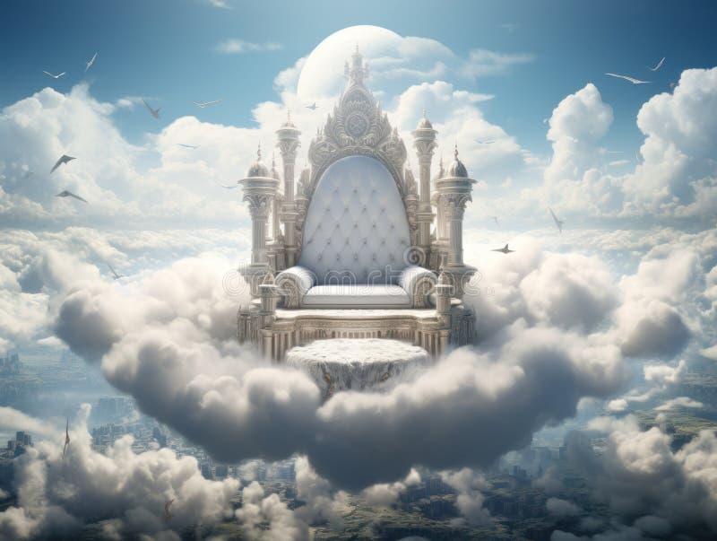 A White Throne in the Middle of White Clouds. a Throne in the Sky ...