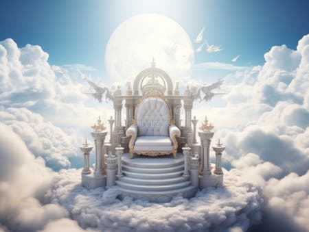 A White Throne in the Middle of White Clouds. a Throne in the Sky ...