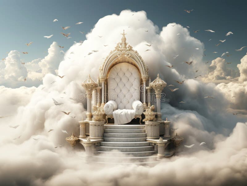 A White Throne in the Middle of White Clouds. a Throne in the Sky ...