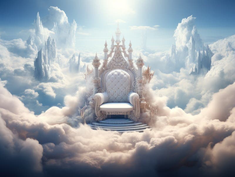 A White Throne in the Middle of White Clouds. a Throne in the Sky ...