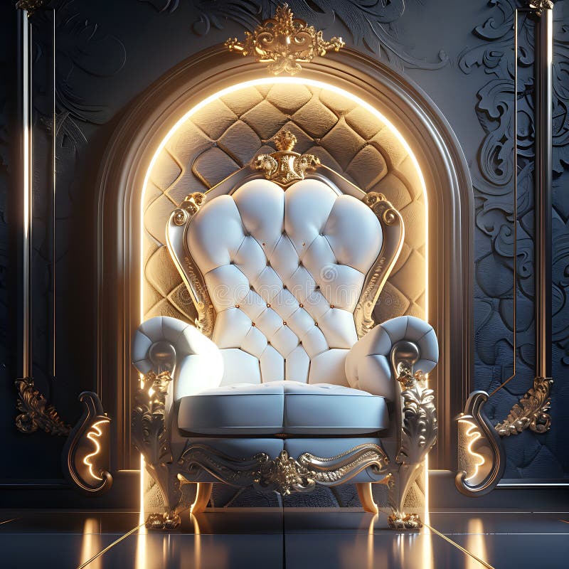 A White Throne Shines in Golden Light Generated by Artificial ...