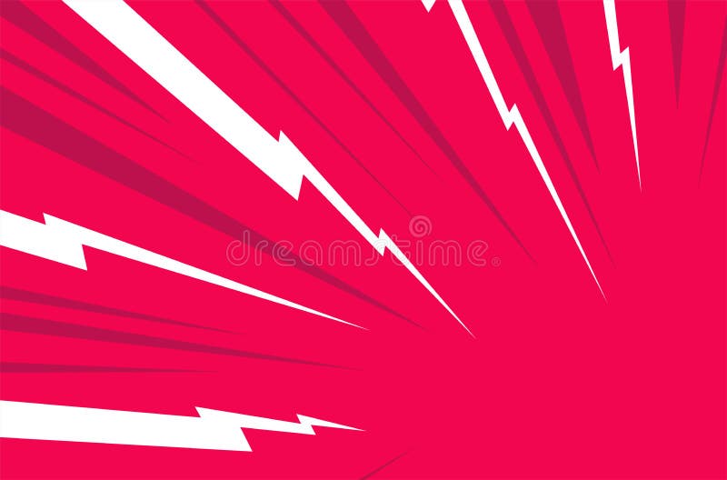 Red Background Thunder Bolt: Flat Illustration in White - Comic Style ...