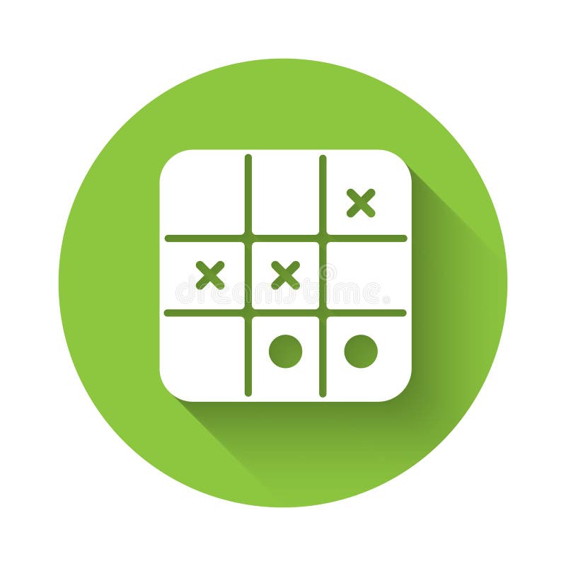 White Tic Tac Toe Game Icon Isolated with Long Shadow. Green Circle ...