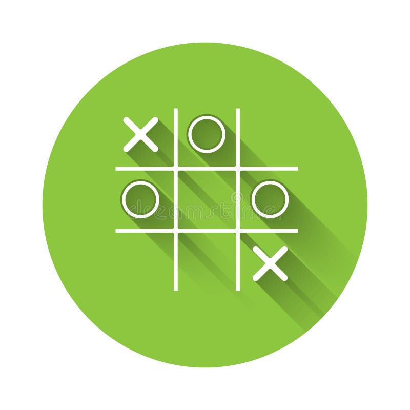 White Tic Tac Toe Game Icon Isolated with Long Shadow. Green Circle ...