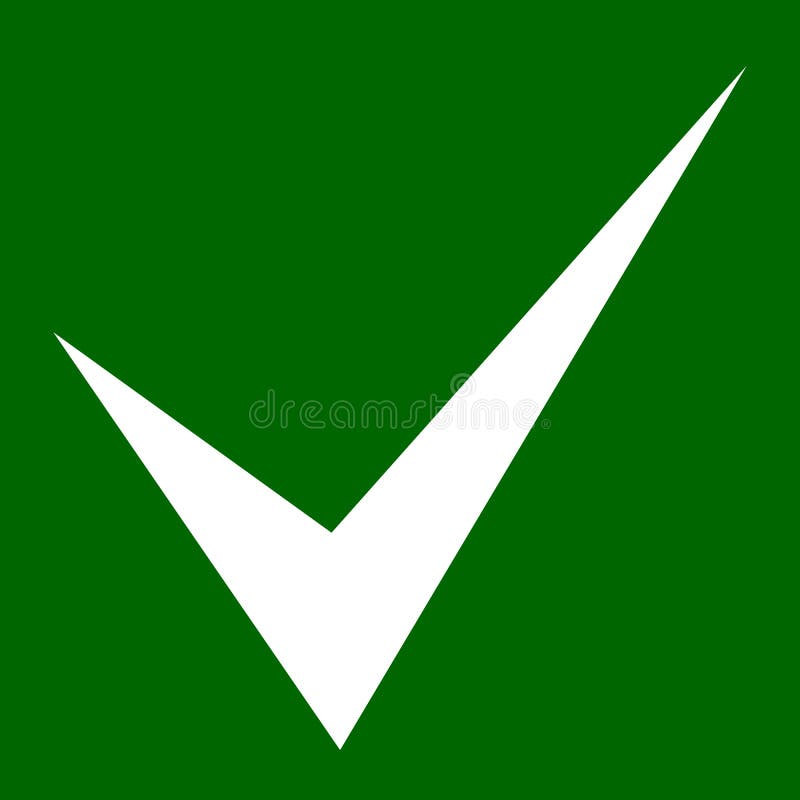 White Tick On A Green Background. Stock Vector - Illustration of flat ...