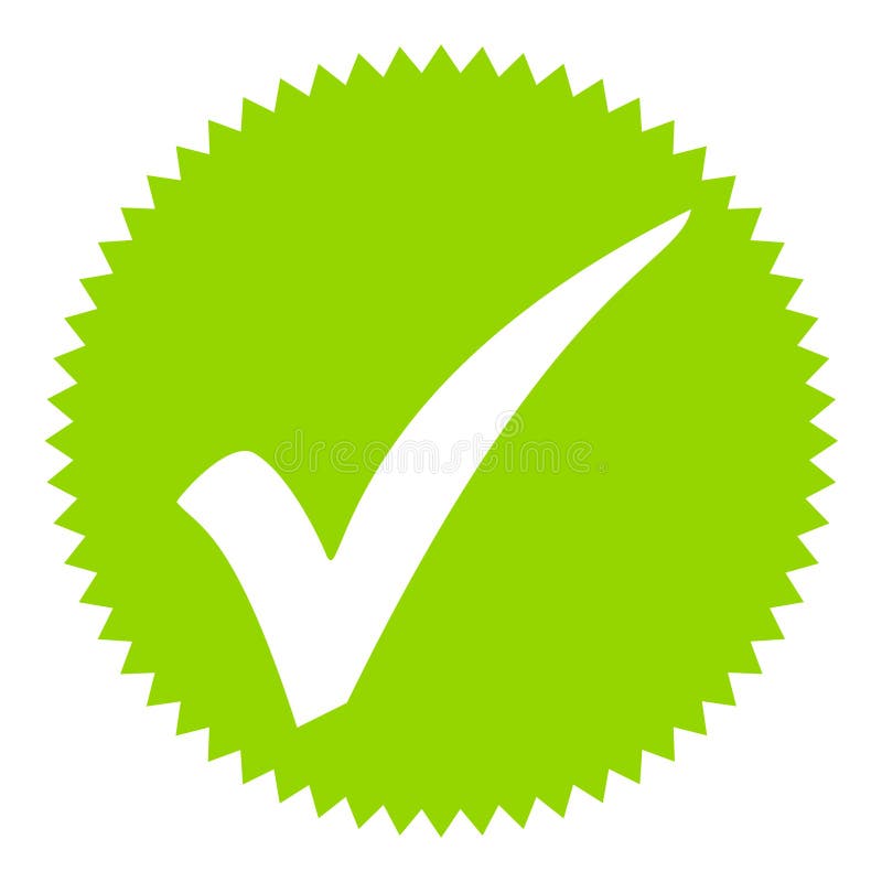Flat Round Check Mark Green Icon, Button. Tick Symbol Isolated on White ...