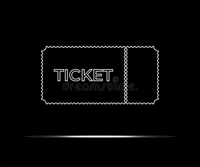 White Ticket Icon Isolated on Black Background. Vector Illustration ...