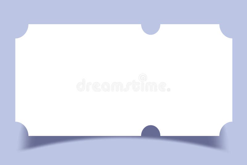White Ticket Mockup with Frilly Edges and Shadows. Realistic Ticket ...