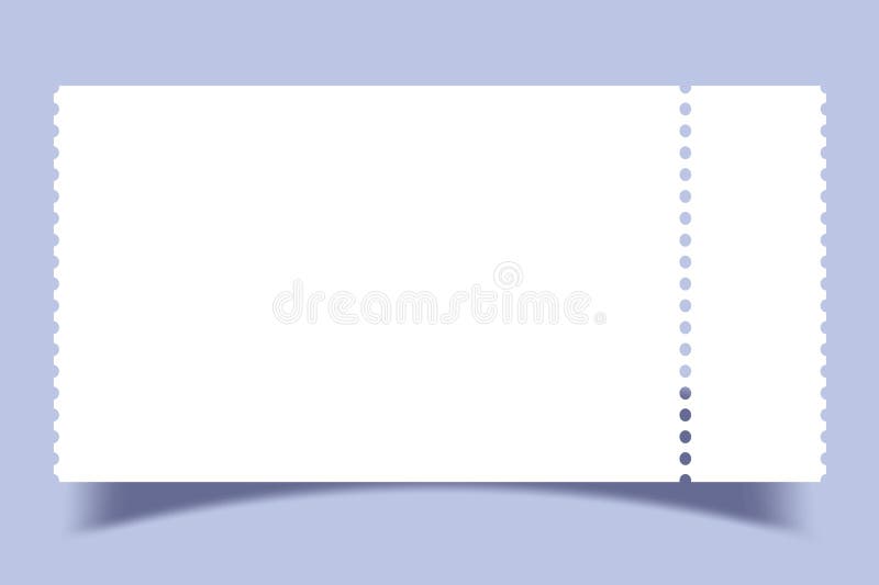White Ticket Mockup with Frilly Edges and Shadows. Realistic Ticket ...