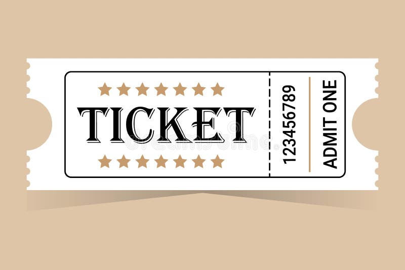 White Ticket for One Person on a Colored Background Stock Vector ...