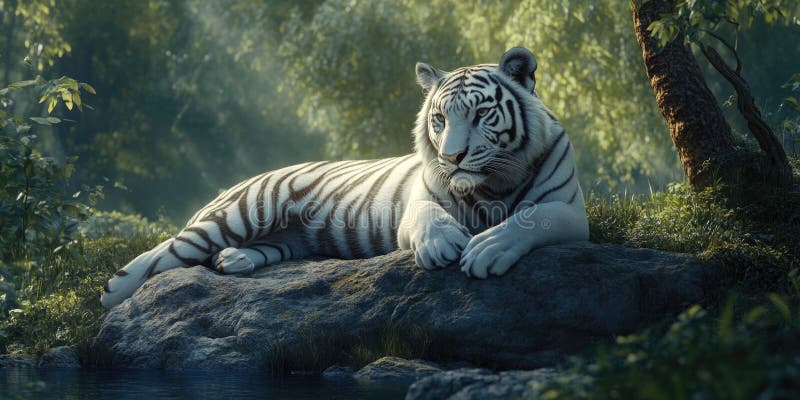 White Tiger on Rock stock photo. Image of rock, predator - 373192836