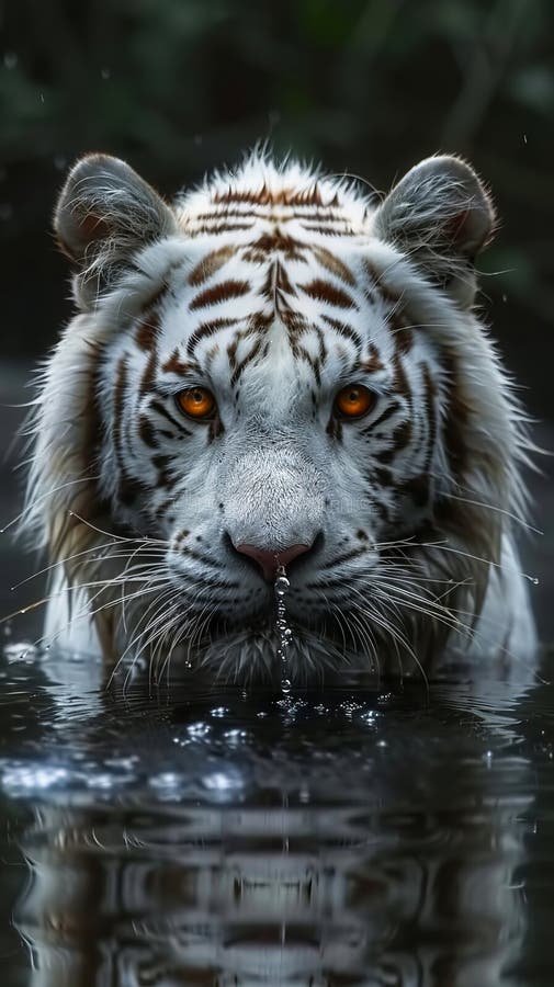 A White Tiger is Swimming in Water with Its Eyes Open Stock Photo ...