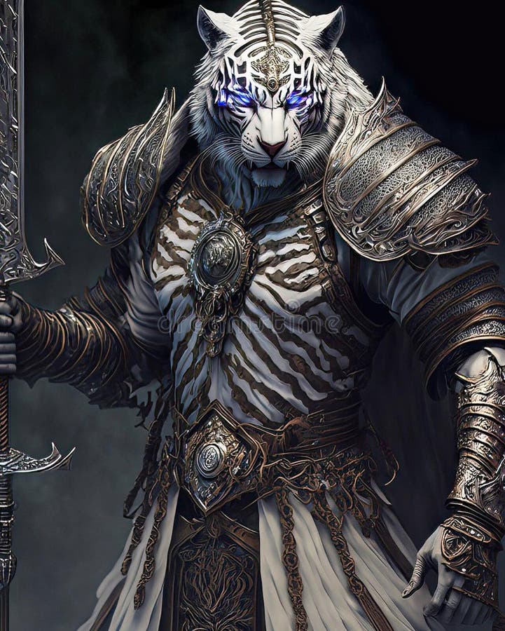 White Tiger with War Costume Stock Illustration - Illustration of ...