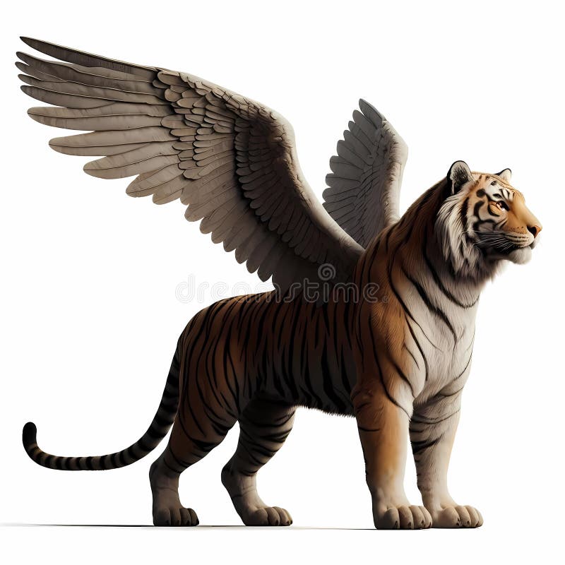 The White Tiger with Wings. Stock Illustration - Illustration of ...